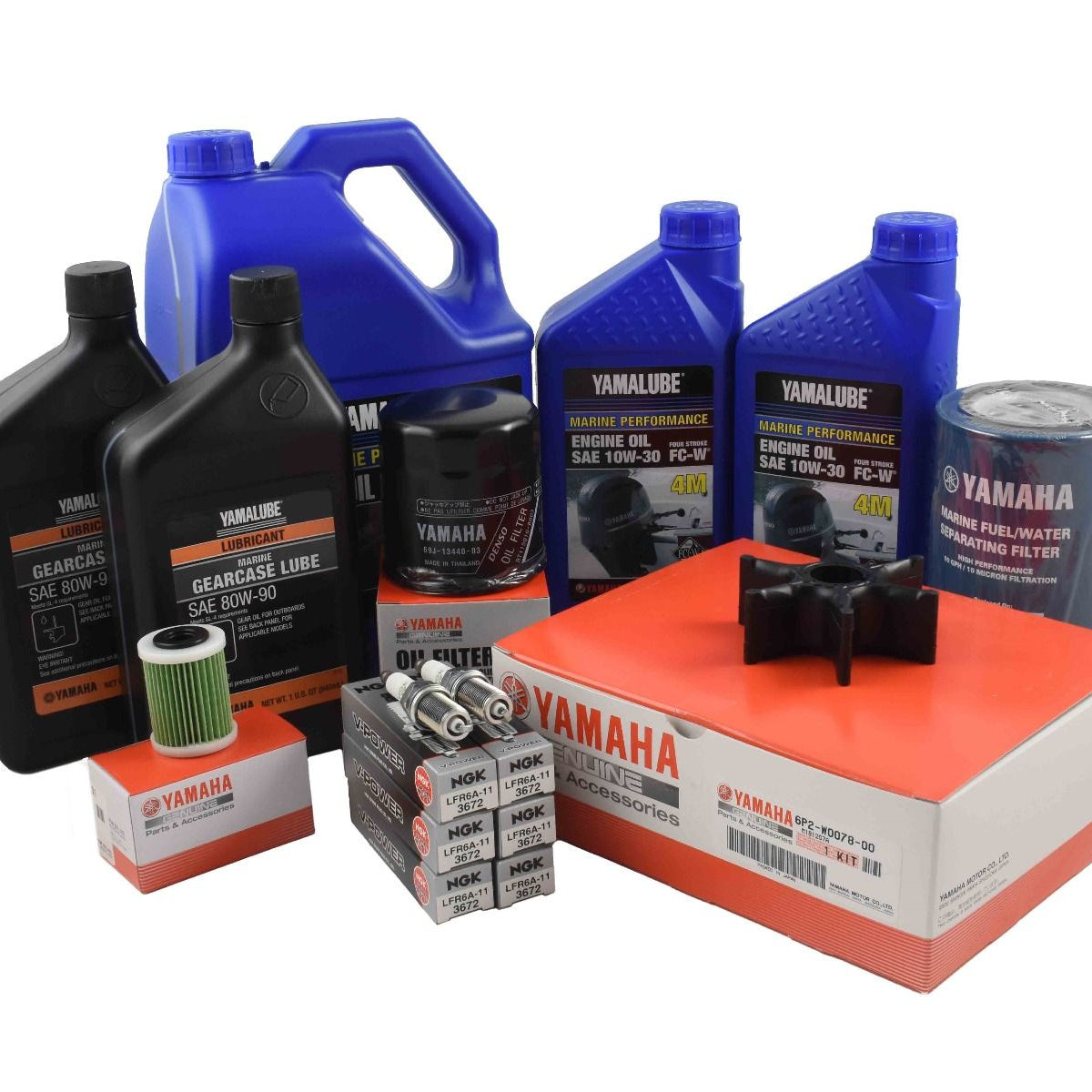 Yamaha 100 Hour Service Maintenance Kit with Cooling - Yamalube 10W-30 ...
